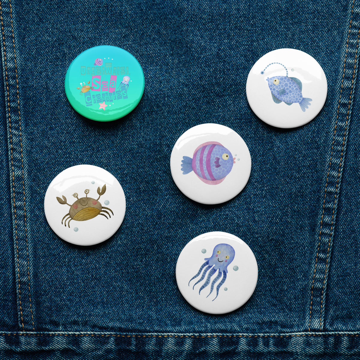 SEA CREATURES Pinback Buttons